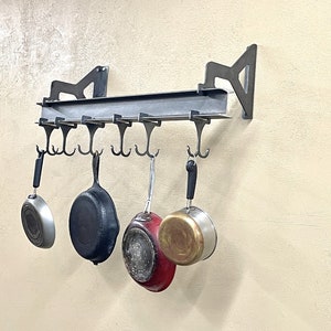 Wall Mount Industrial Steel I Beam Pot Rack Heavy Duty Double Sliding ...