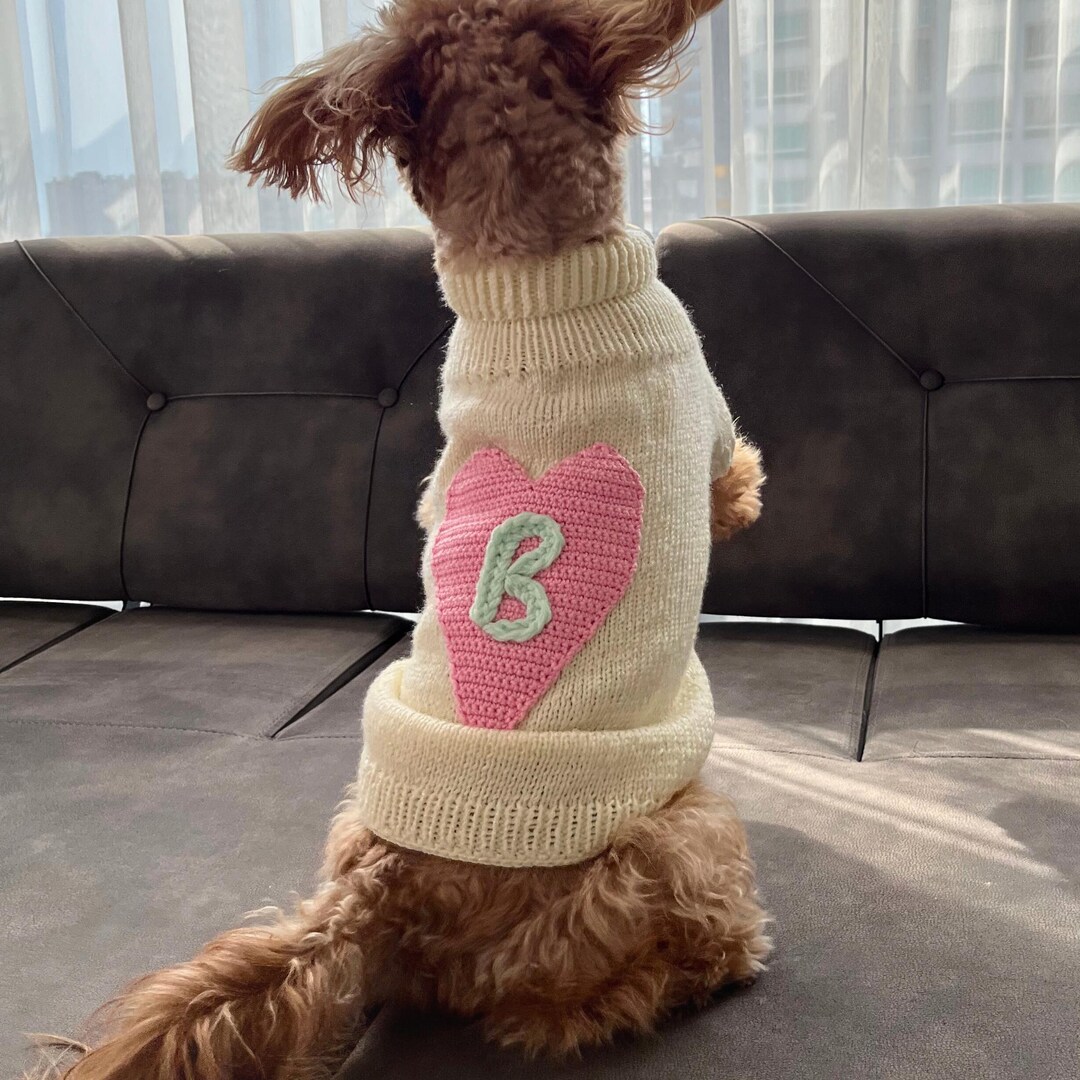 Custom Dog Sweater White Glitter With Heart, Personalized Dog Jumper ...