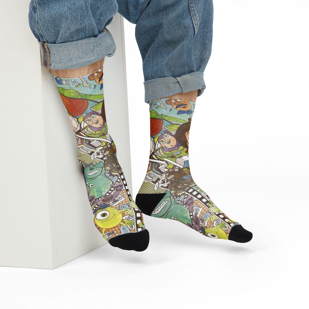 Cartoon Character Sublimation Crew Socks - Cute Printed Socks - Fun ...