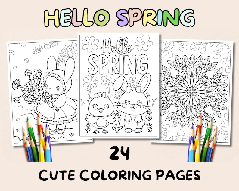 Spring Easy Coloring Pages for Kids, Preschoolers Toddlers Coloring ...
