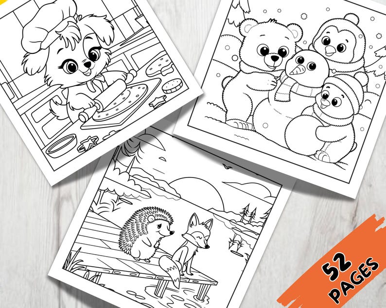 Fluffy Friends Coloring Pages, 50+ Pages,coloring Book, Adult & Kids ...