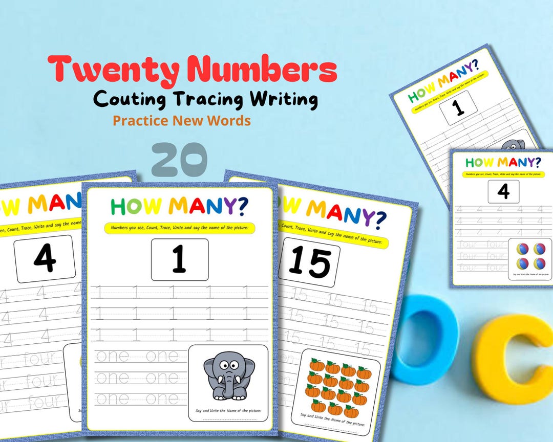 Number Worksheets-bold and Easy- Printable- Kindergarten- Numbers to 20 ...