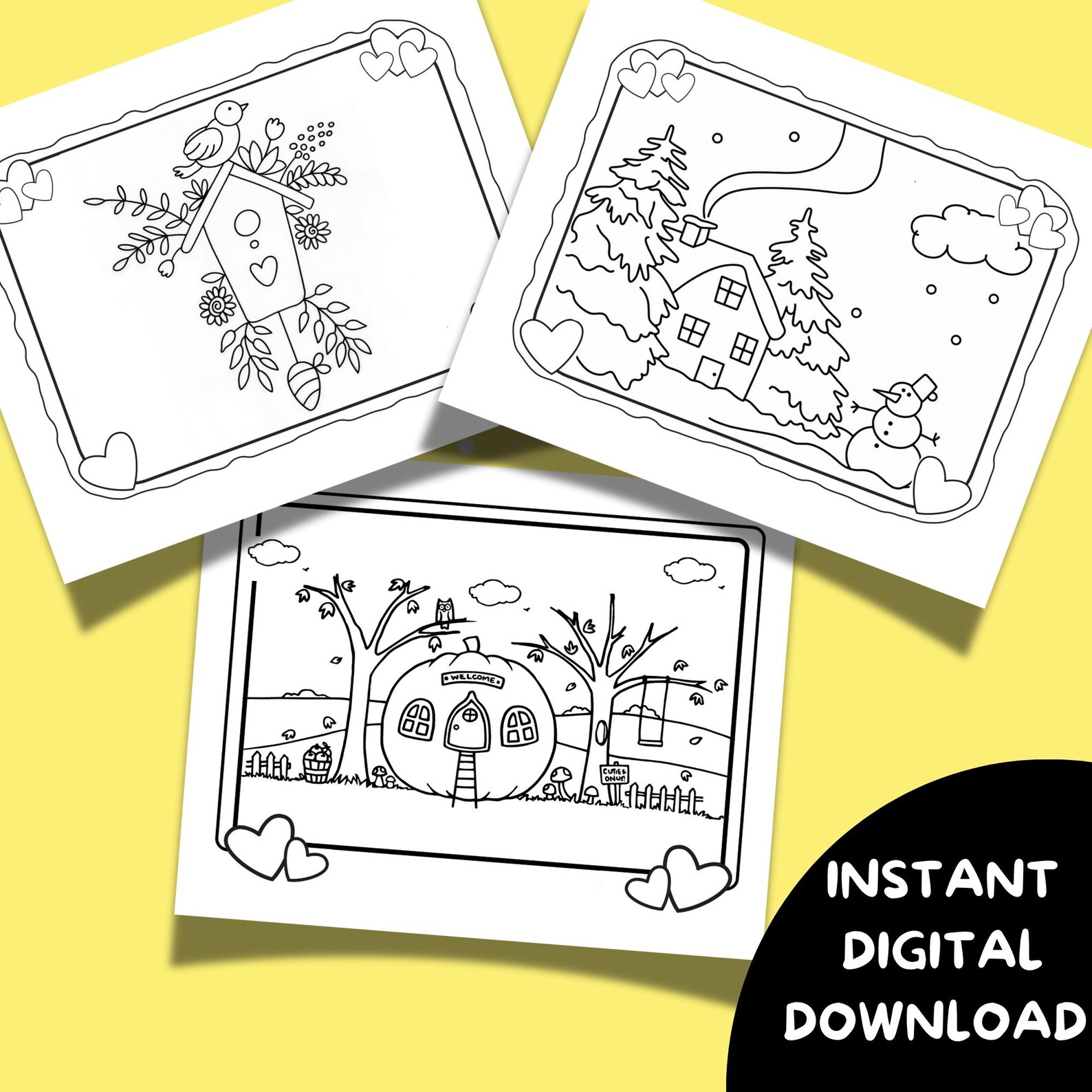 Sweet Home Coloring Pages: Hand-drawn Family Fun (printable PDF) - Etsy