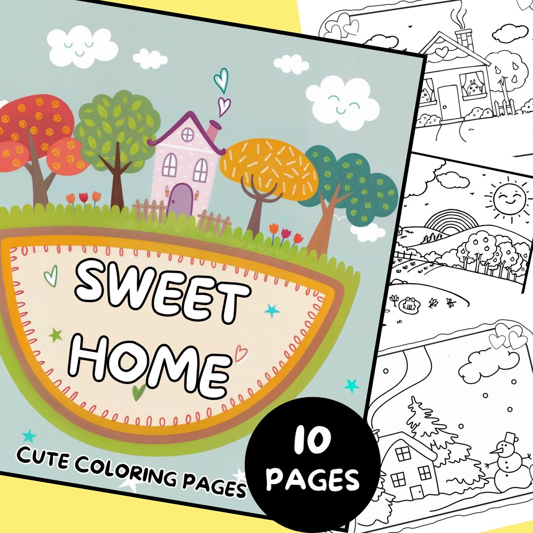 Sweet Home Coloring Pages for Kids 10 Hand-drawn Printable Pdfs ...