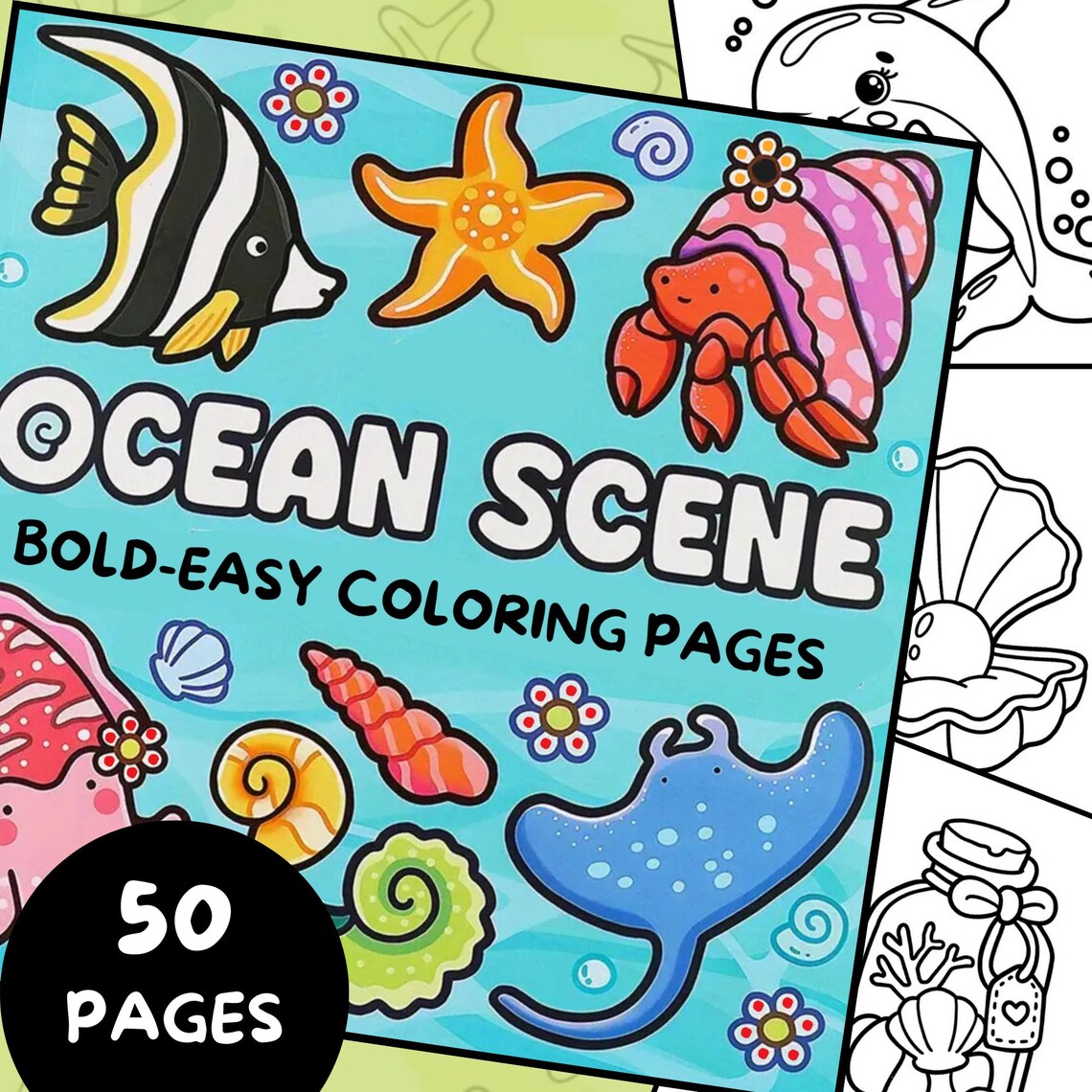 Sea Animal Coloring Book: 50 Unique Ocean Life Designs (PDF) - Etsy