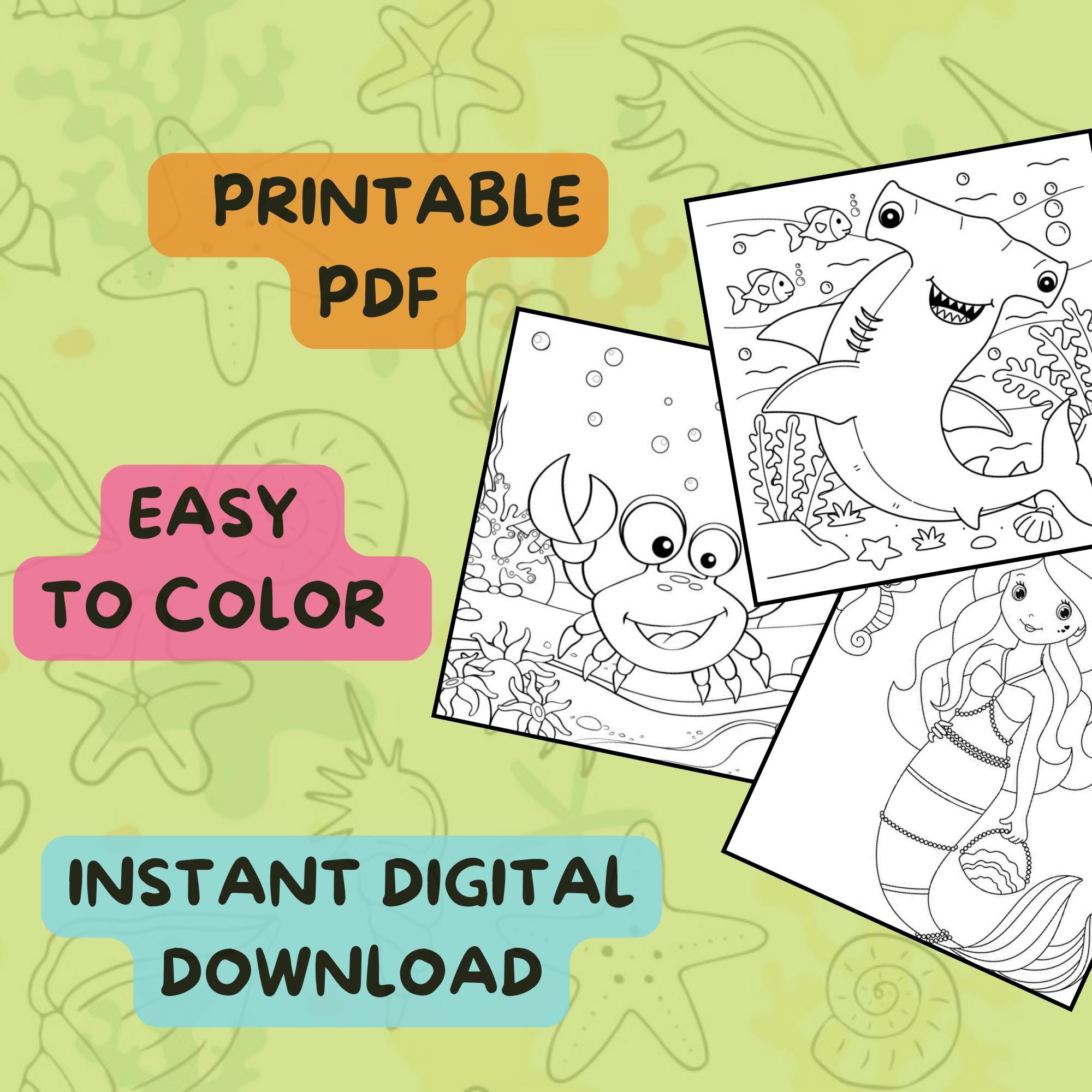 Sea Animal Coloring Book: 50 Unique Ocean Life Designs (PDF) - Etsy