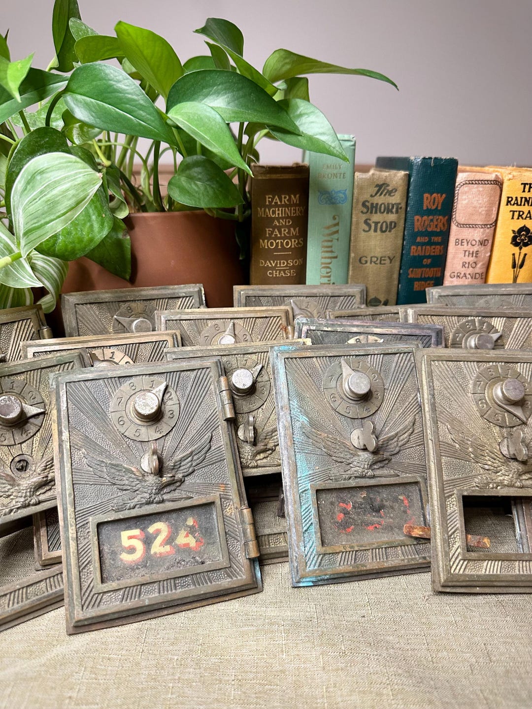 Vintage Brass Bronze Post Office Box Door Flying Eagle PO Box, United ...