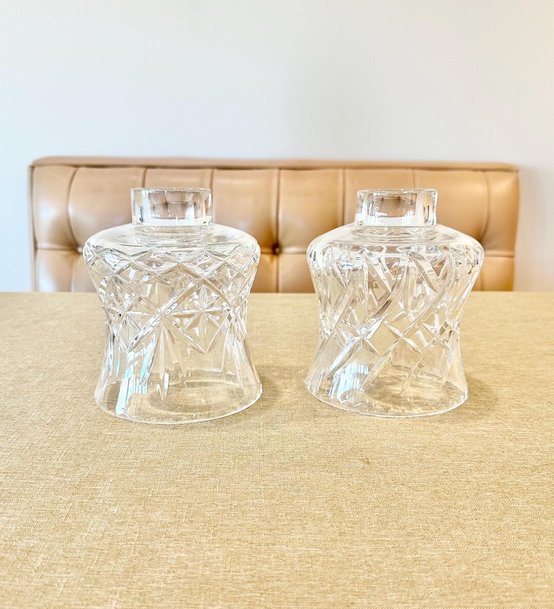Vintage Heavy Duty Crystal Hurricane Lamp Shade, Light Cover, Antique ...