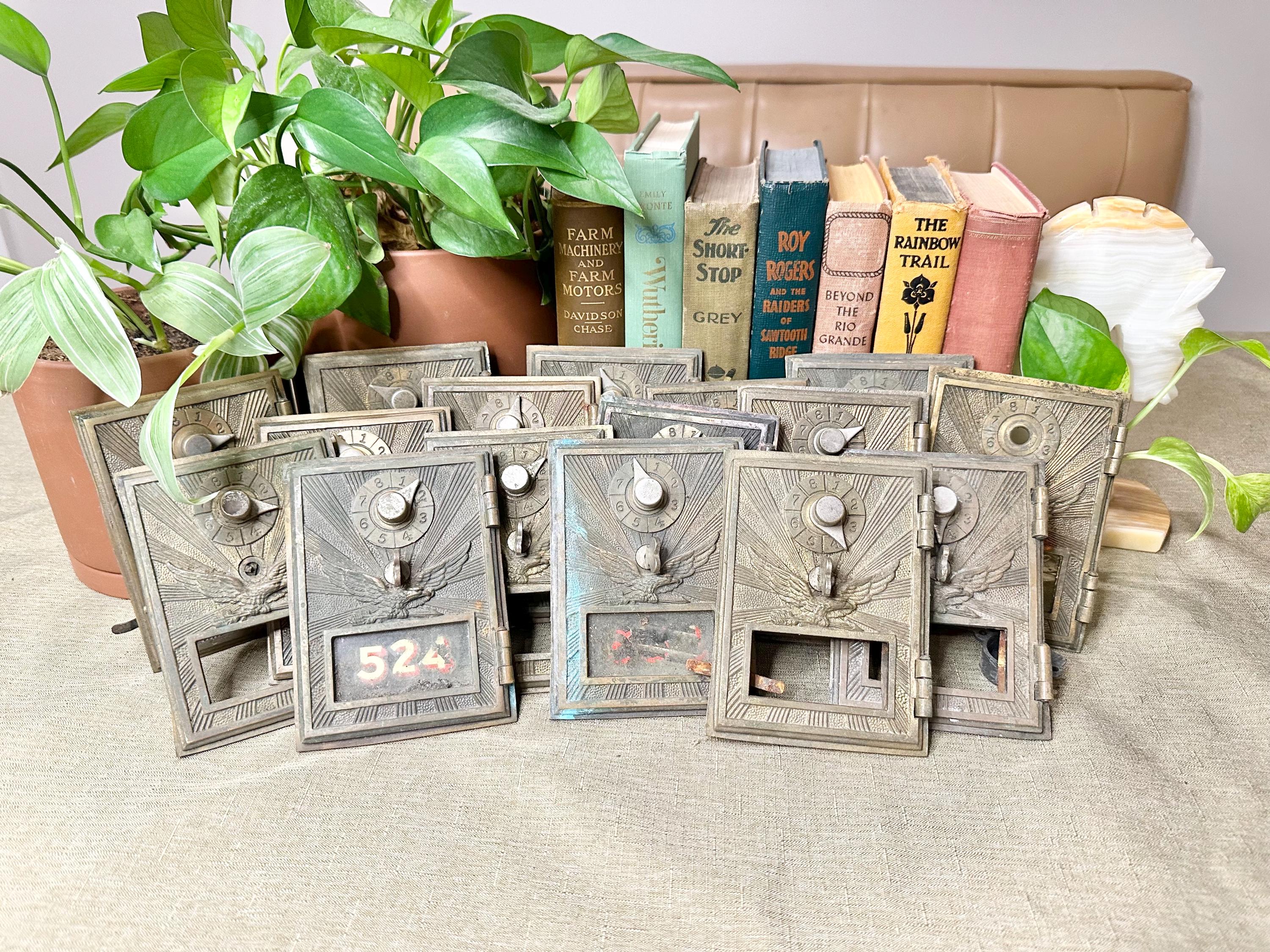 Vintage Brass Bronze Post Office Box Door Flying Eagle PO Box, United ...