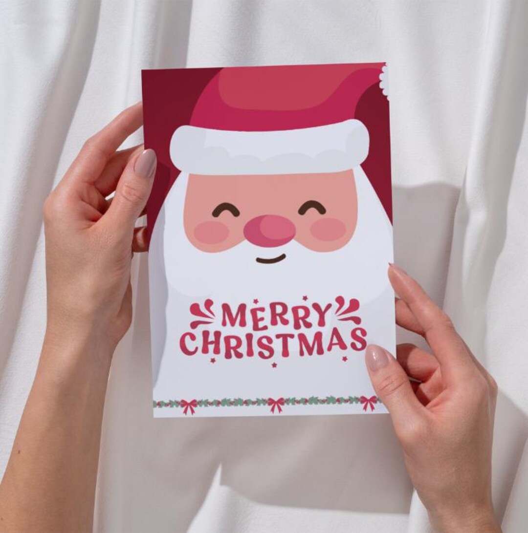 Santa Card • Printable Merry Christmas Card • Digital Download Holiday ...