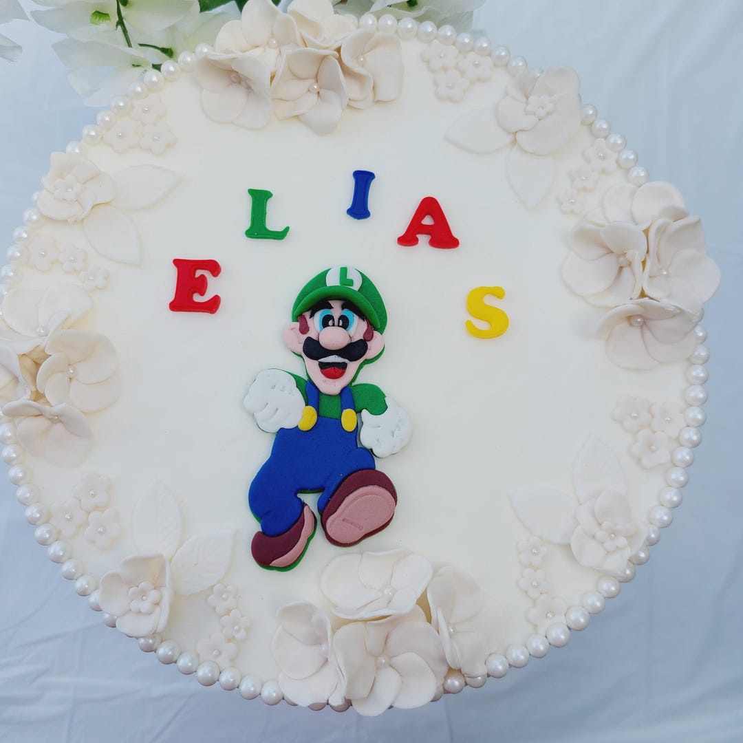 Edible Luigi Cake Topper: Super Mario Bros. Fondant Decoration - Etsy