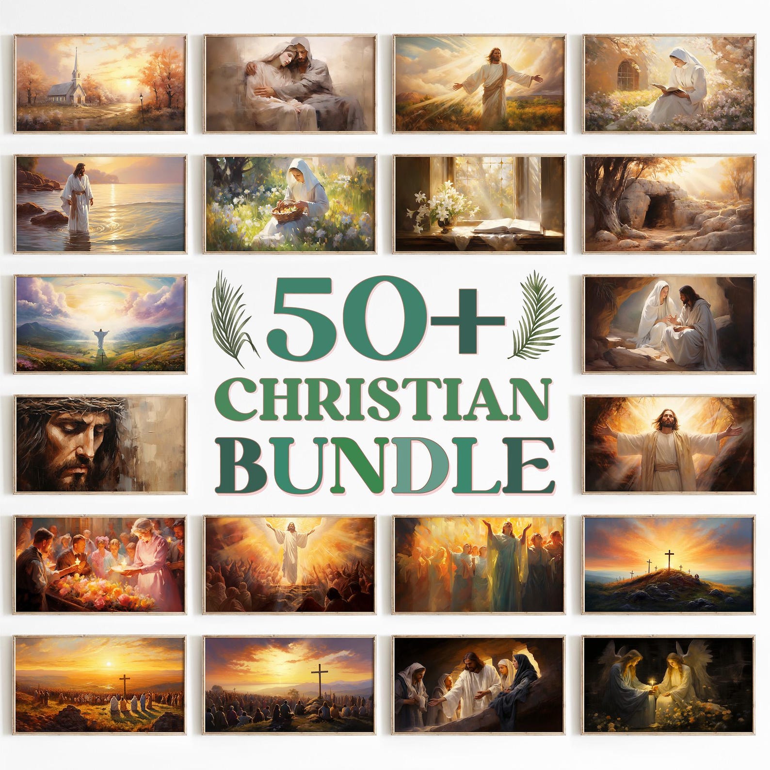 Jesus Frame TV Art Bundle of 50, Christian Easter TV Background, Holy ...