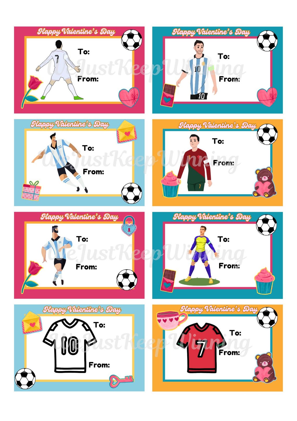 Kid's Soccer Valentine's Day Cards - Classroom Valentine's Day Cards ...