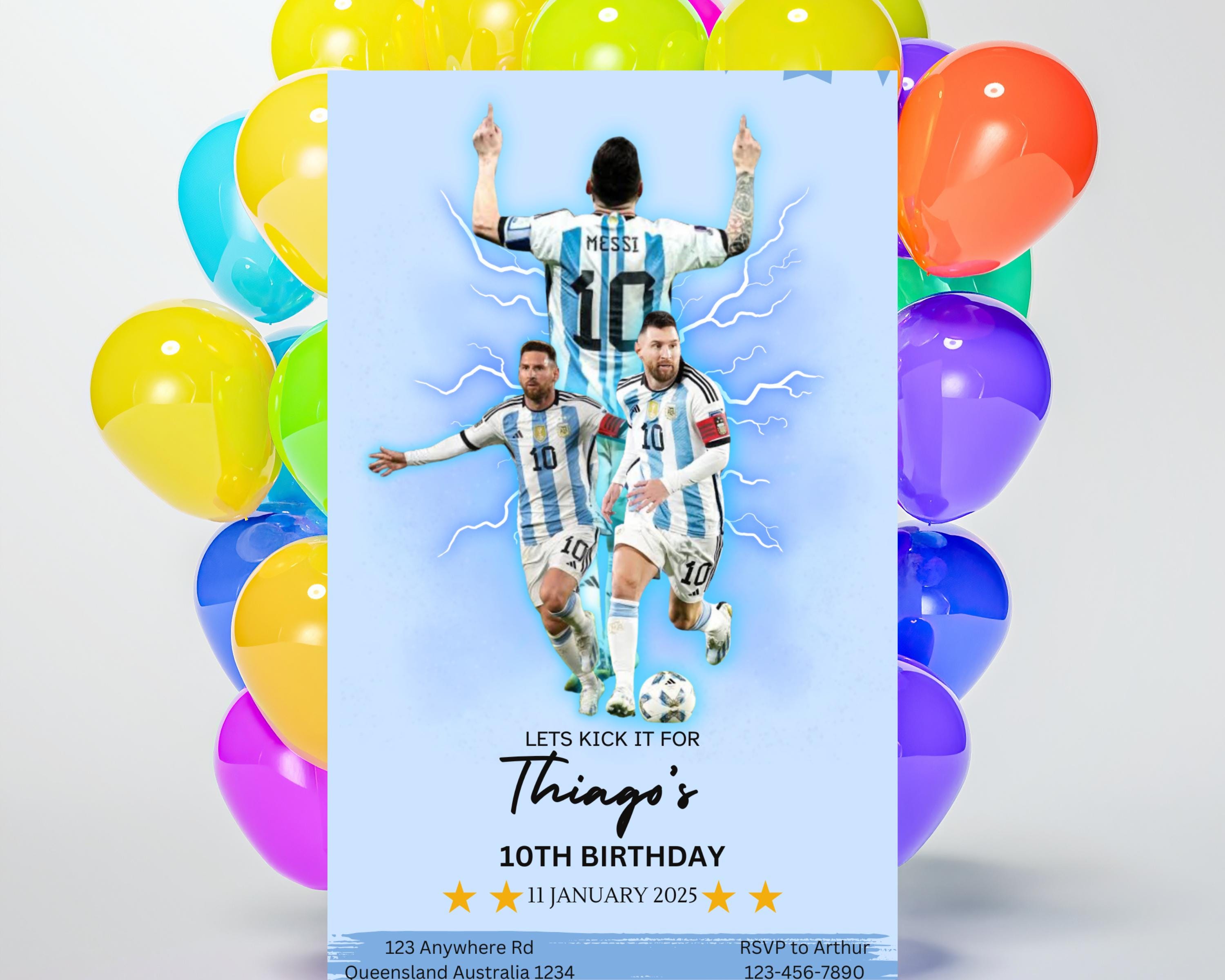Messi Invitation Card Soccer Invitation Digital Canva Template ...