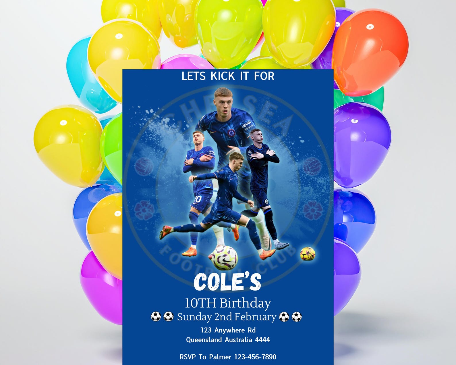 Cole Palmer, Chelsea Football Players Invitation, Invitation Template ...
