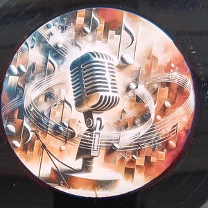 Record Table, Two Shelf LP Retro Record Side Table, Vintage Microphone ...