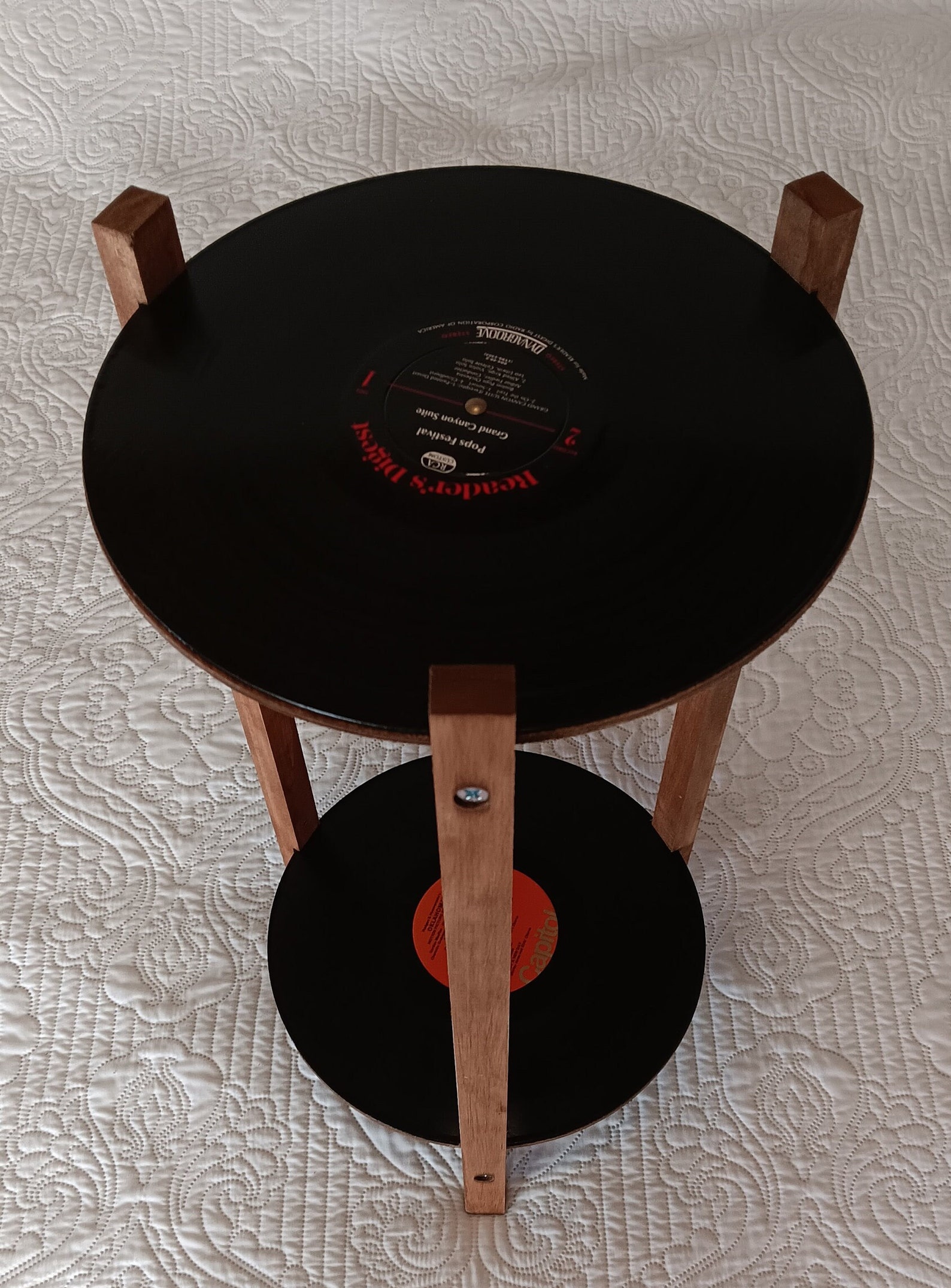 Record Table, Two Shelf LP Retro Record Side Table, Plant Stand - Etsy