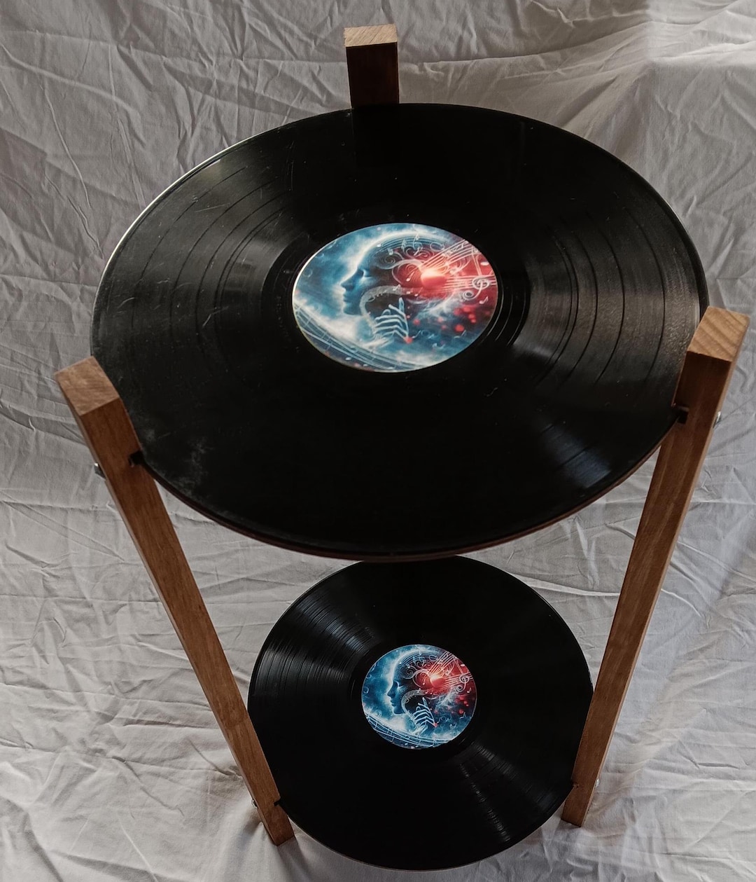 Record Table, Two Shelf LP Retro Record Side Table, Ethereal Head Label ...
