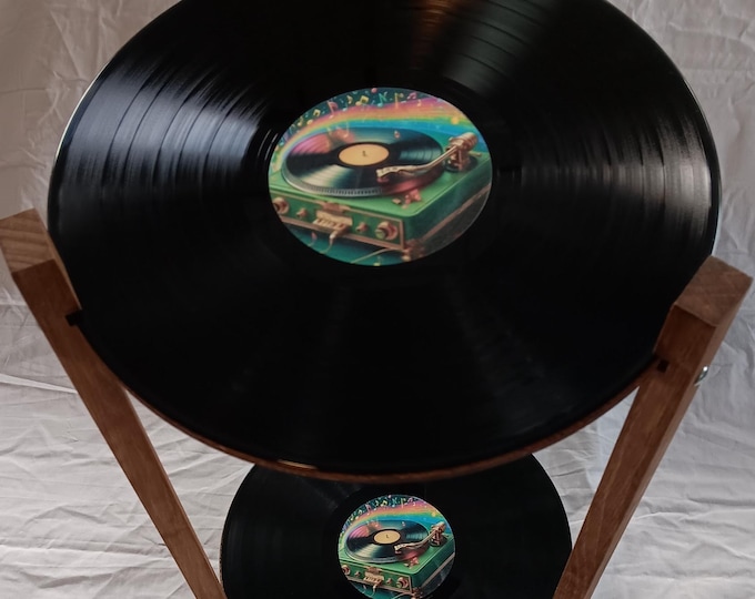 Record Table, Two Shelf LP Retro Record Side Table, Vintage Record ...