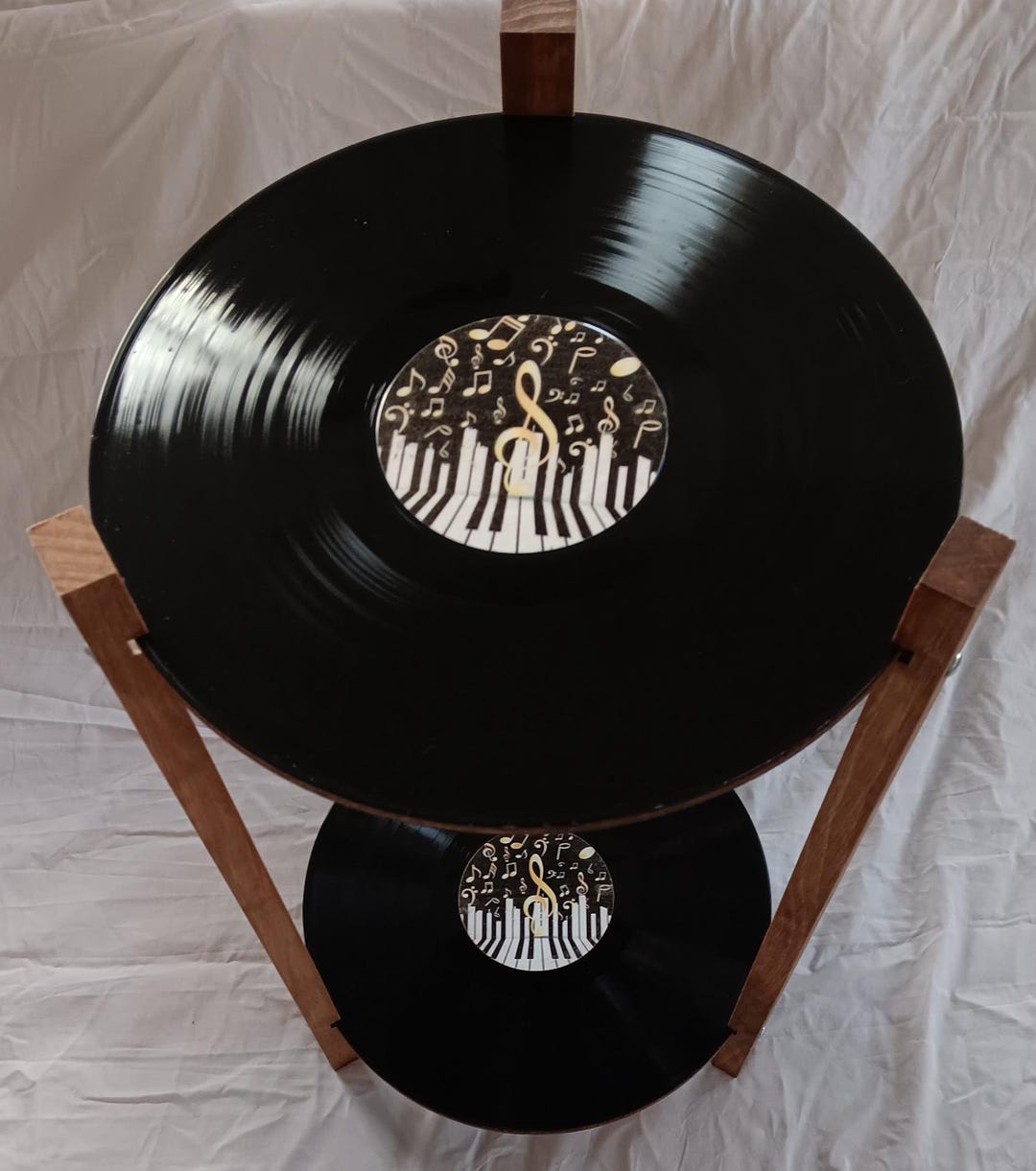 Record Table, Two Shelf LP Retro Record Side Table, Piano/keyboard ...
