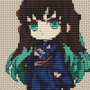 Cross Stitch Pattern Muichiro Tokito Demon Slayer PDF Download - Etsy