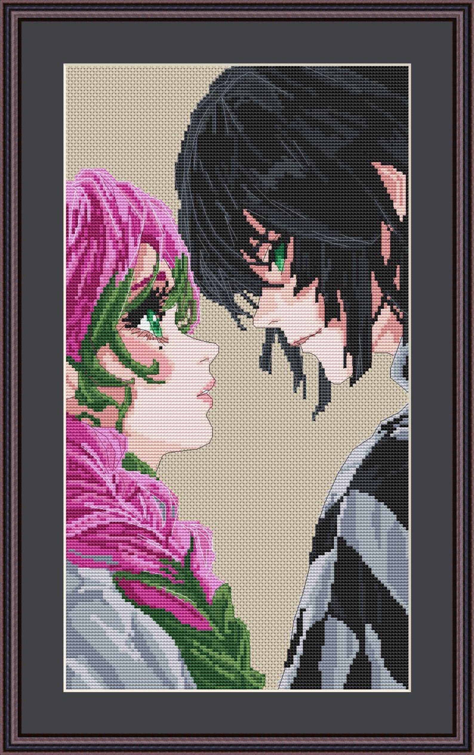 Demon Slayer Inspired Cross Stitch Fan Art Pattern – Iguro and Mitsuri ...