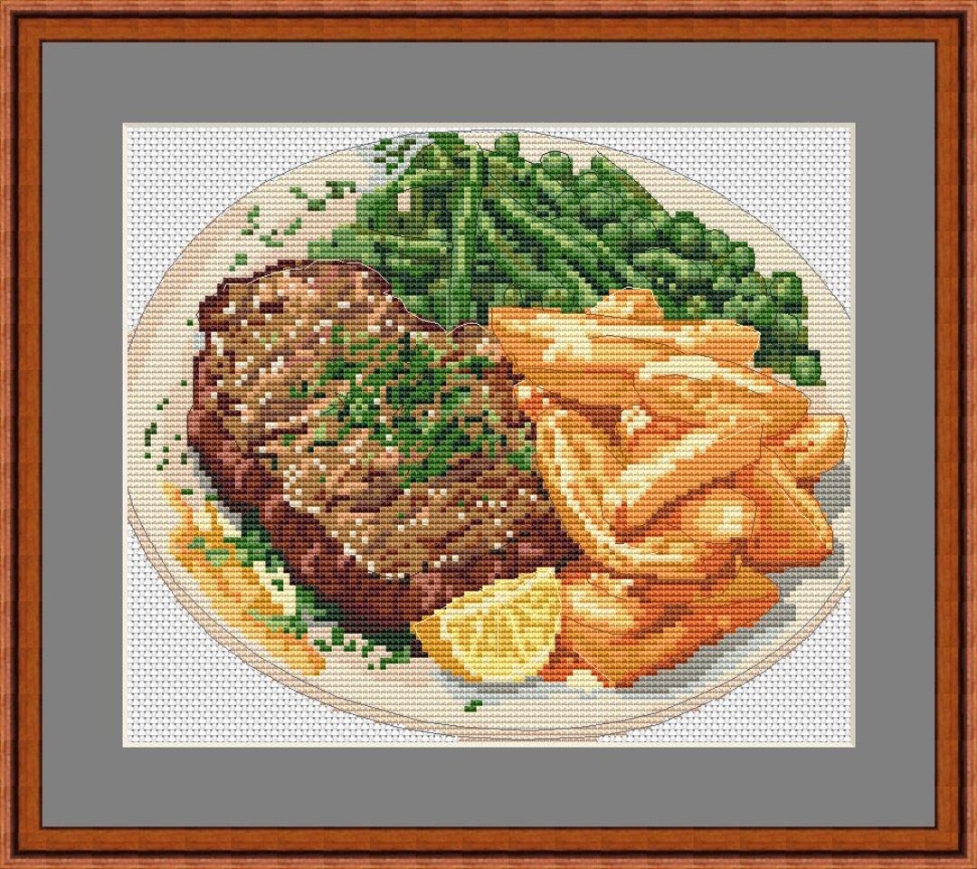 Cross Stitch Pattern Embroidery “steak” – Instant Download PDF - Etsy