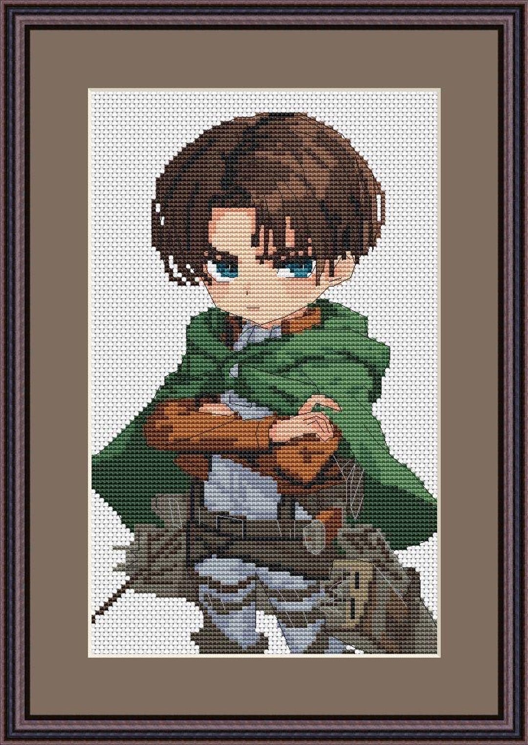 Cross Stitch Pattern Inspired Anime Attack on Titan / Levi Ackerman ...