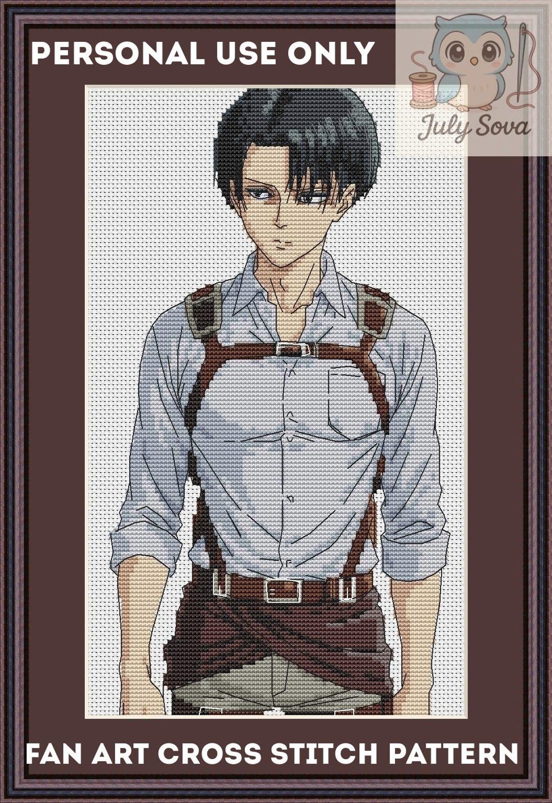 Cross Stitch Pattern Inspired Anime Attack on Titan / Levi Ackerman - Etsy