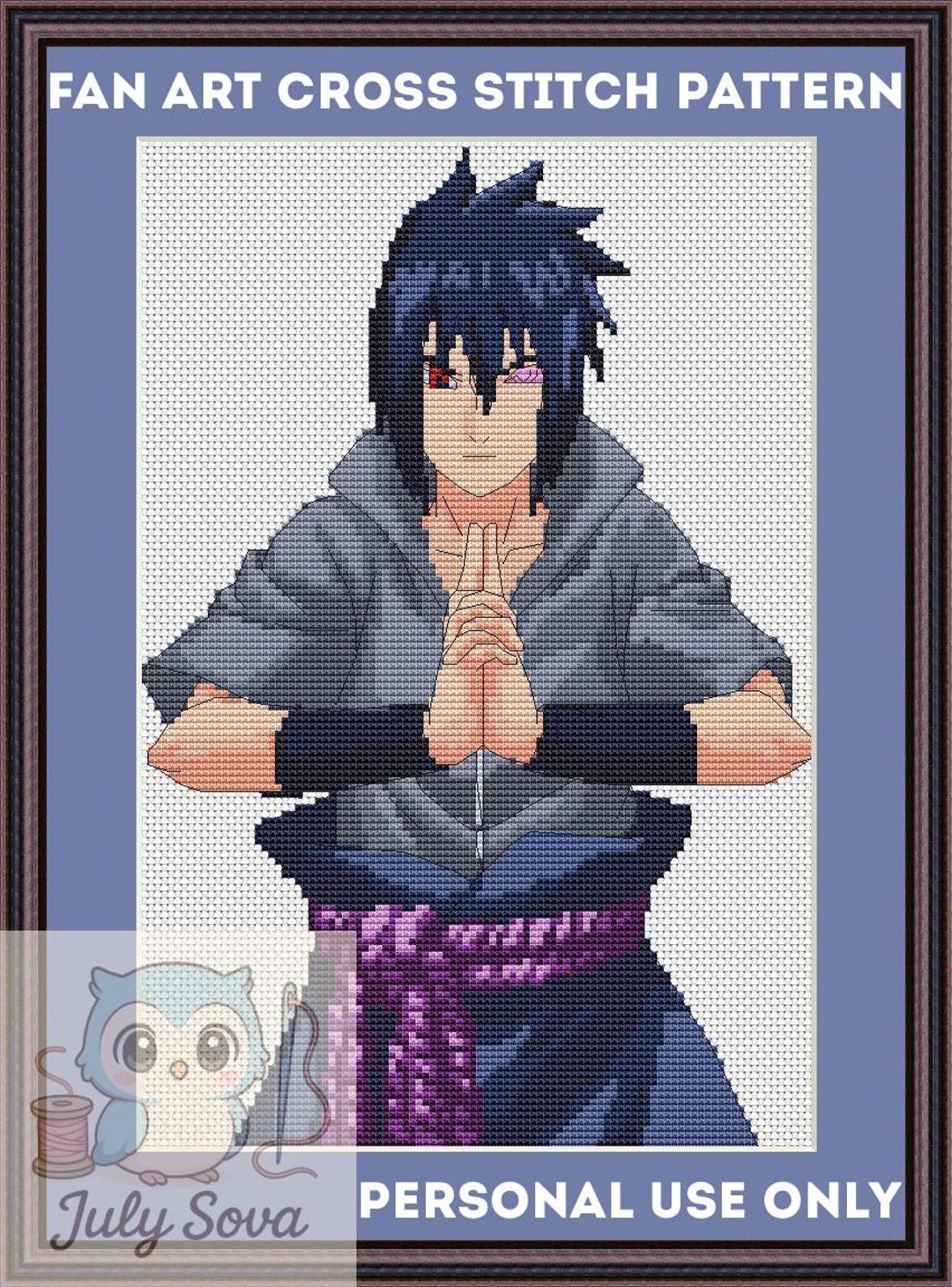 Naruto Fan Art Sasuke Uchiha Cross Stitch Pattern – PDF,XSD Download ...