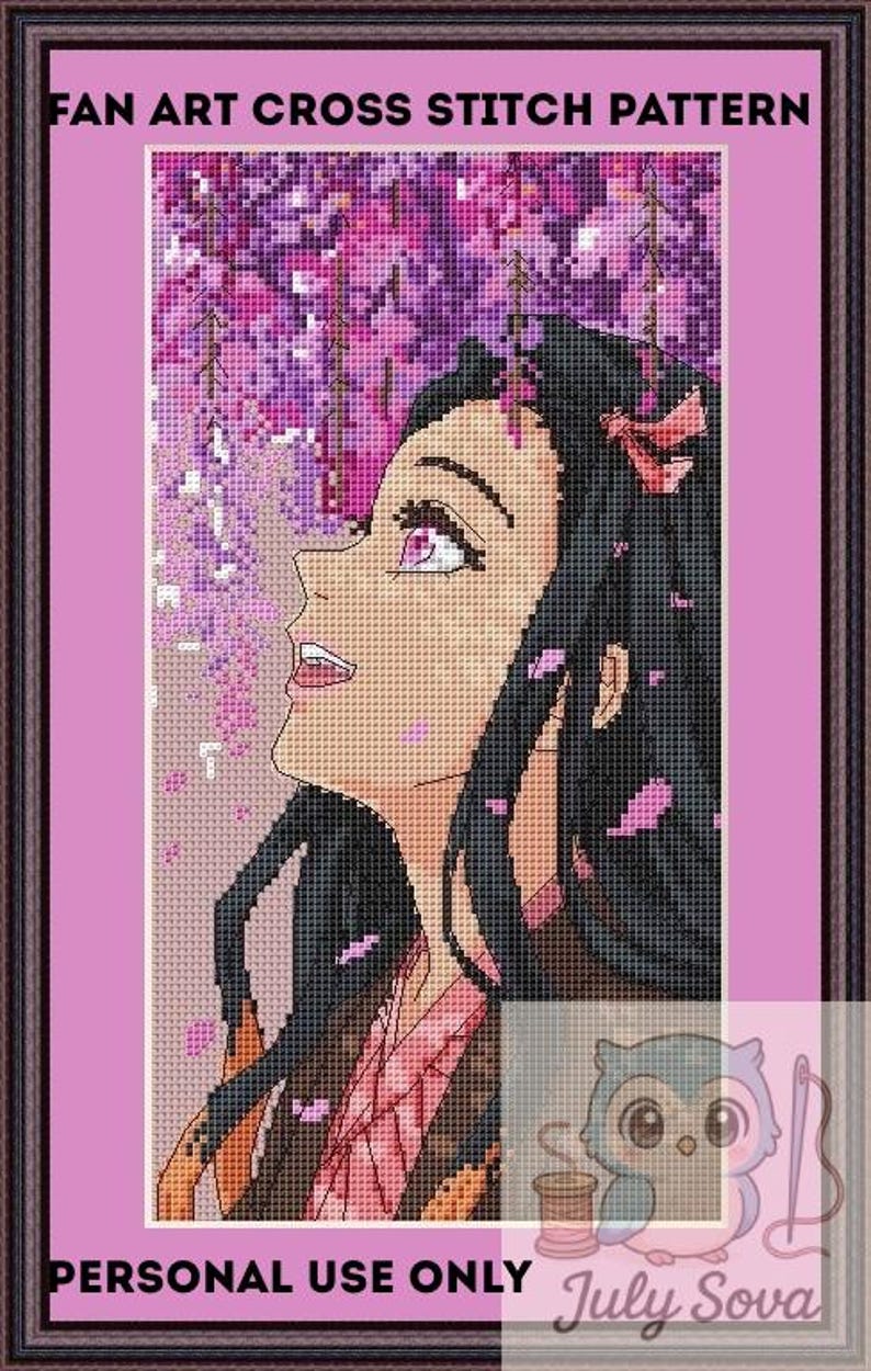 Cross Stitch Fan Art Pattern – Inspired Nezuko Kamado / Demon Slayer ...