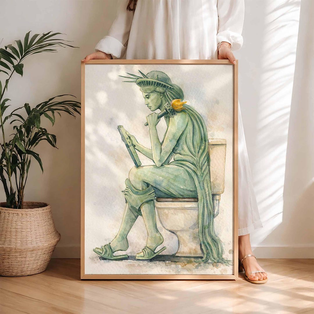 Statue of Liberty Funny Wall Art, Satirical Classical Art, Modern Humor ...
