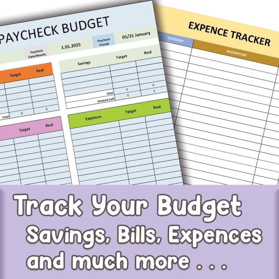 Printable Monthly Budget Planner: Expense Tracker (PDF, Excel) - Etsy