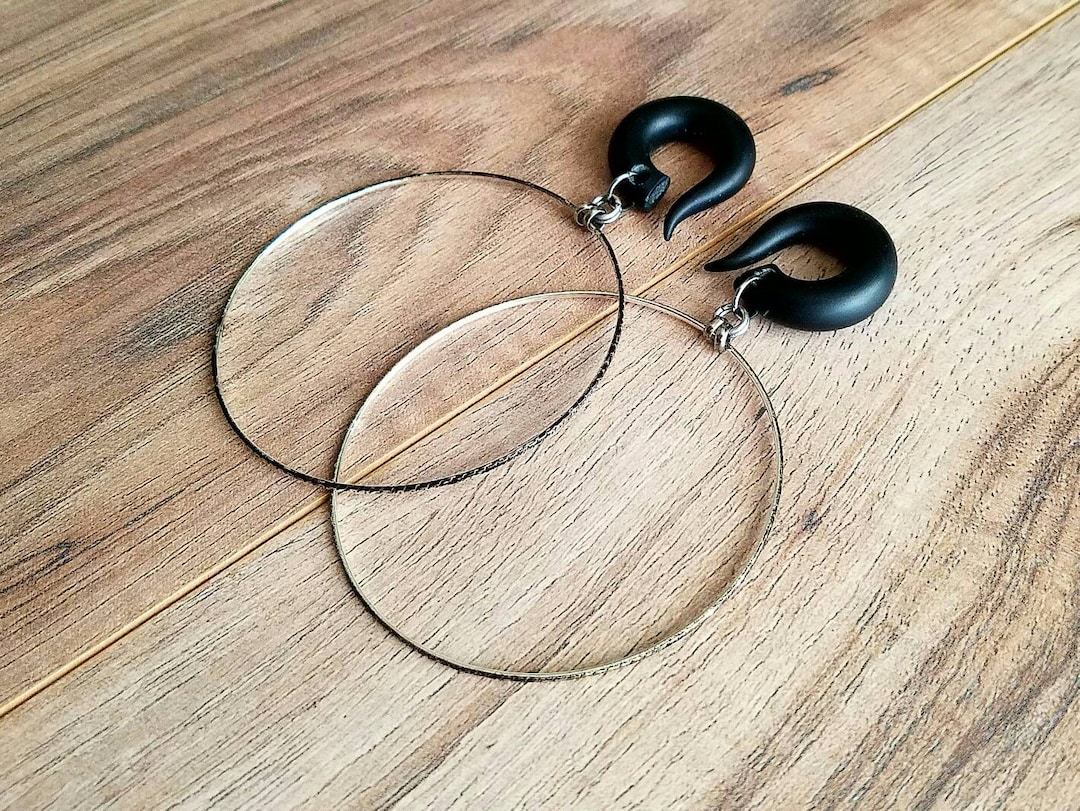 Vintage Silver Dangle Hoop Gauges // 2.5 Hoops // Drop Plugs - Etsy
