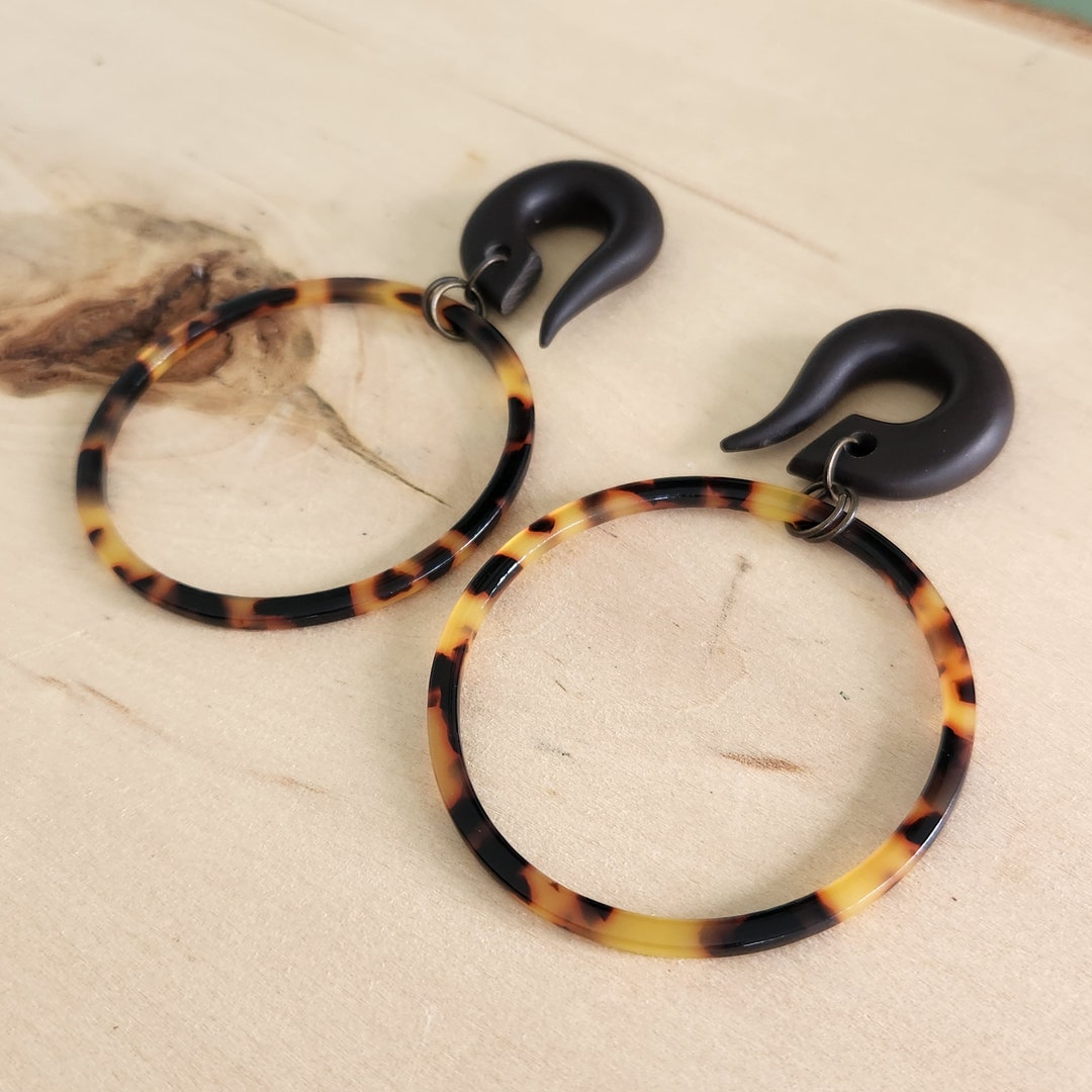 Amber Tortoise Acrylic Hoops Gauges // Dangle Plugs - Etsy
