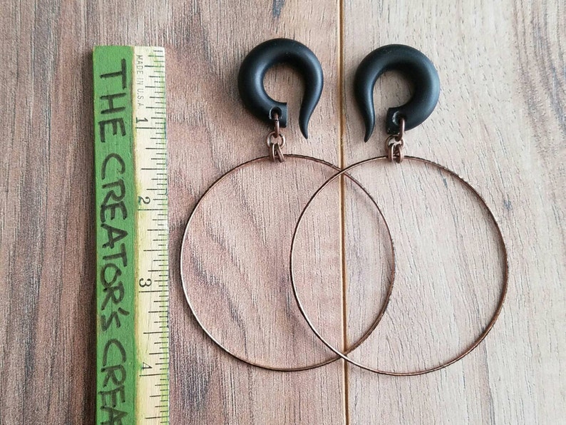 Vintage Copper Dangle Hoop Gauges // 2.5 Inch Hoops // Drop - Etsy