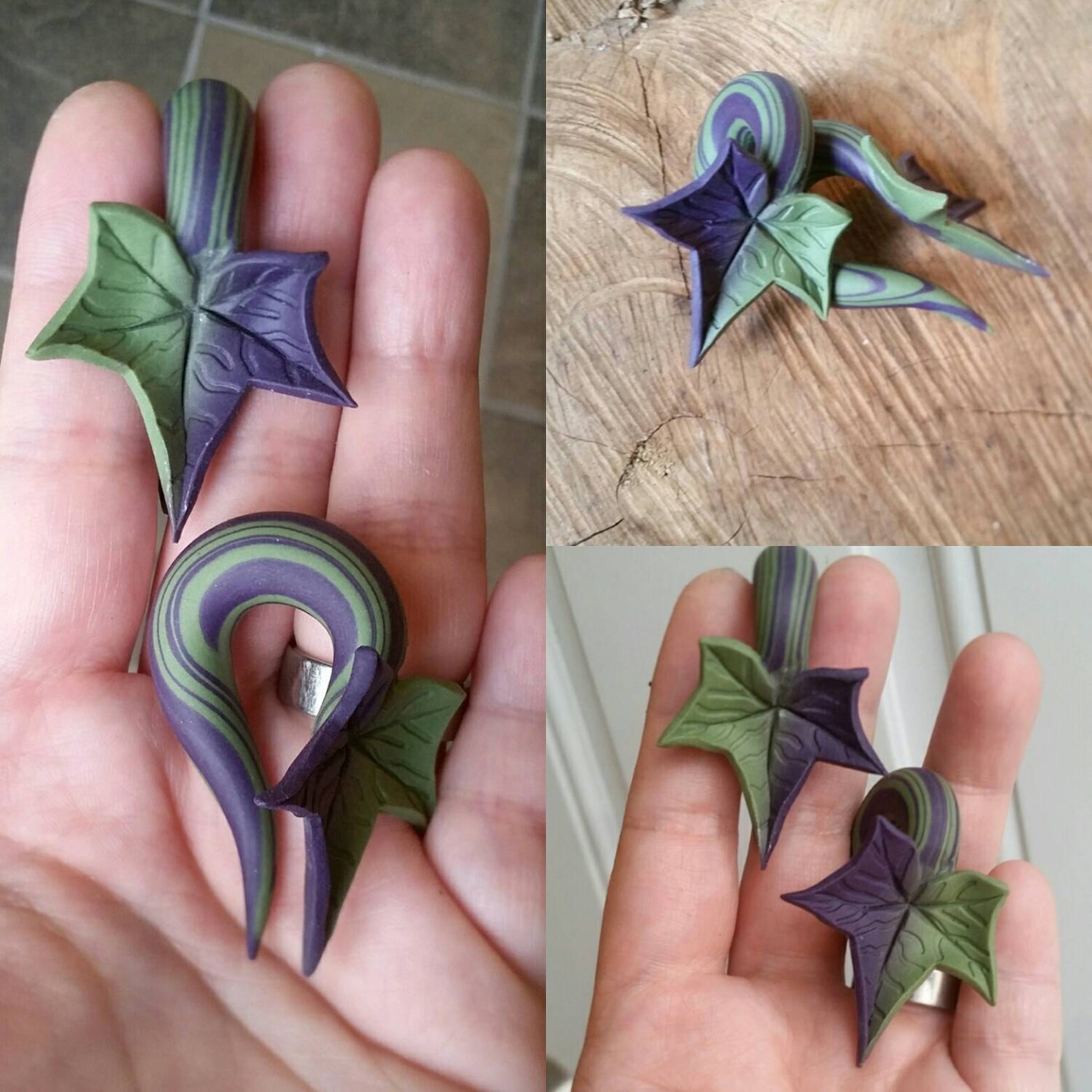 Forrest Ivy Leaf Drop Gauges // Customizable // Ombre // Pick - Etsy