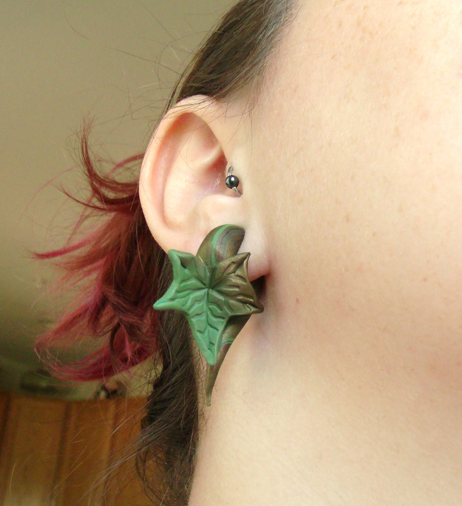 Forrest Ivy Leaf Drop Gauges // Customizable // Ombre // Pick Your ...