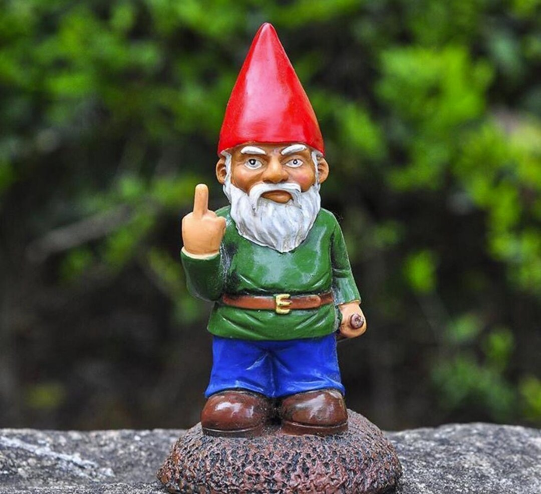 Middle Finger Garden Gnome – White Beard Resin Dwarf Statue 5.9 ...