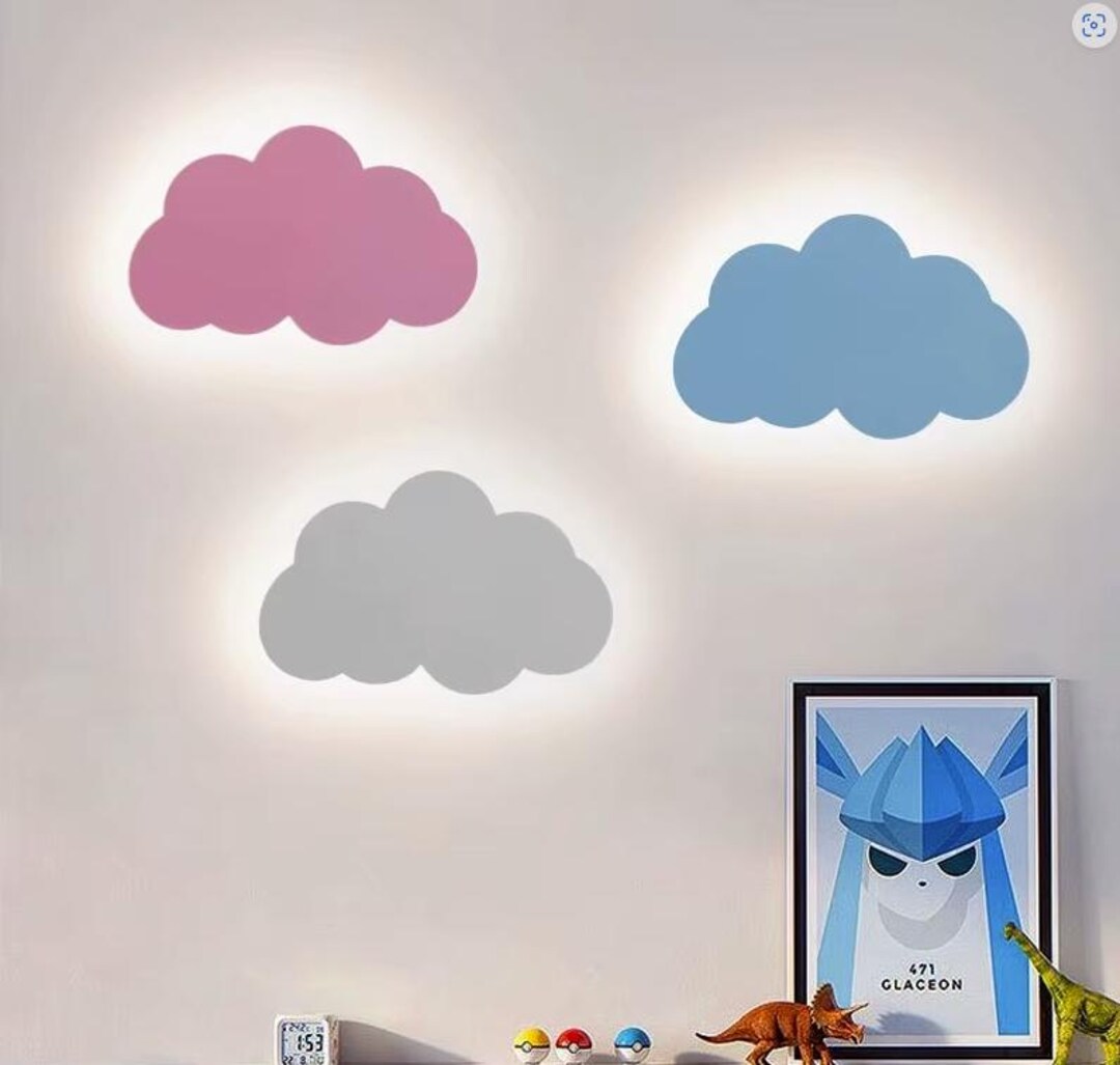 Cartoon Cloud LED Wall Light - Kids Bedroom Night Lamp - Eye-friendly ...