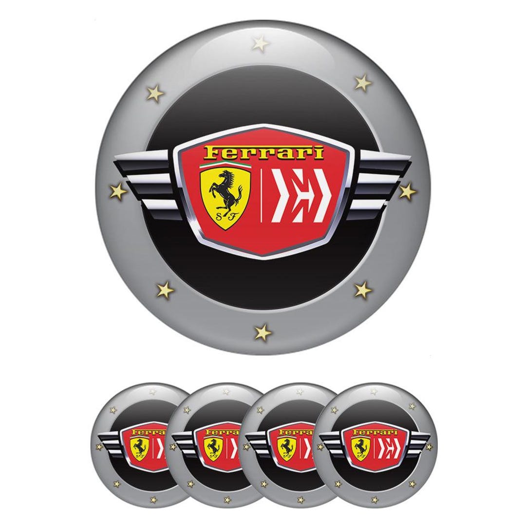 4 Pcs Ferrari Wheel Center Hub Caps Domed Emblem Self Adhesive Stickers ...
