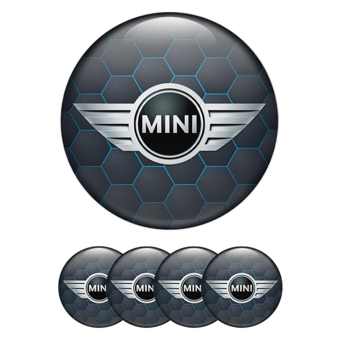 4 Pcs Mini Cooper Wheel Center Hub Caps Domed Epoxy Emblem Self ...