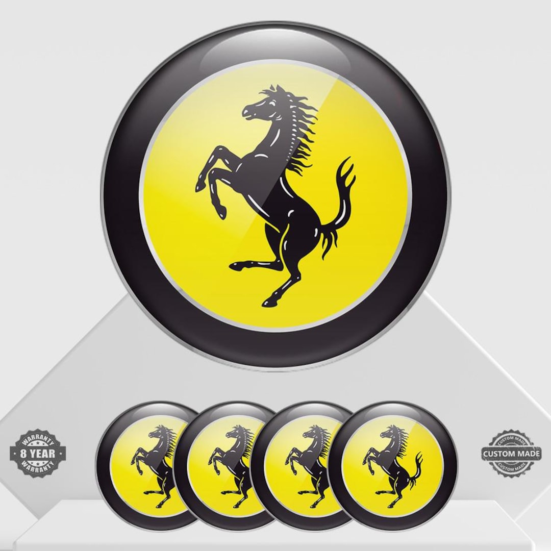 4 Pcs Ferrari Wheel Centre Caps High Quality Handmade 3D Gel Silicone ...