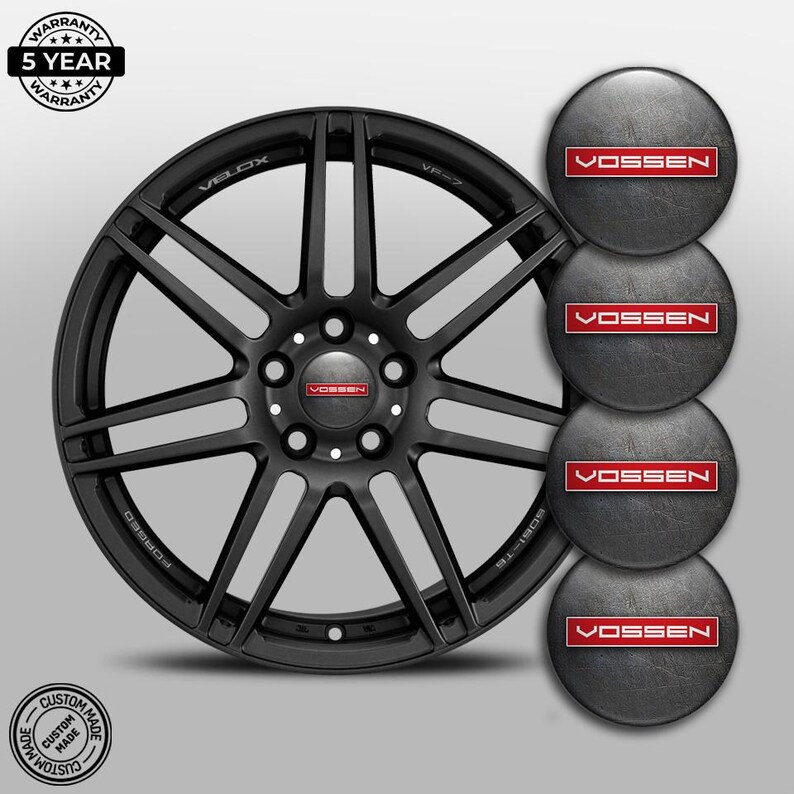 4 X Vossen Wheel Center Cap Stickers 3D Self Adhesive Emblem Domed High ...