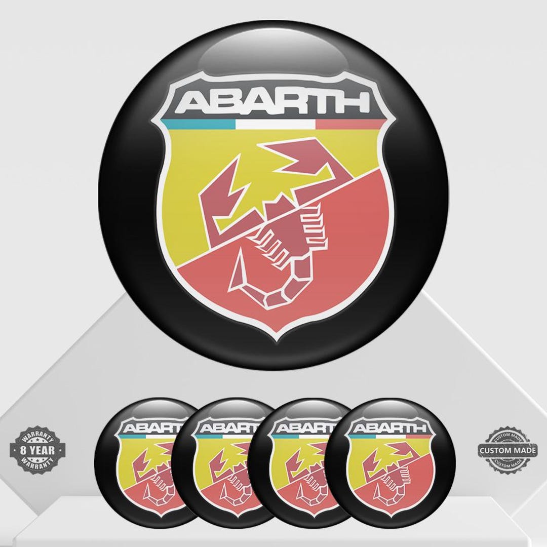 Set of 4 Fiat Abarth Wheel Centre Hub Caps 3D Silicone Stickers Emblems ...