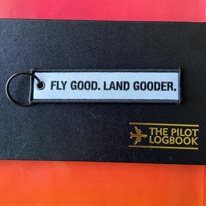 Aviation Keychain Fly Good Land Gooder Embroidered Keychain - Aviation ...