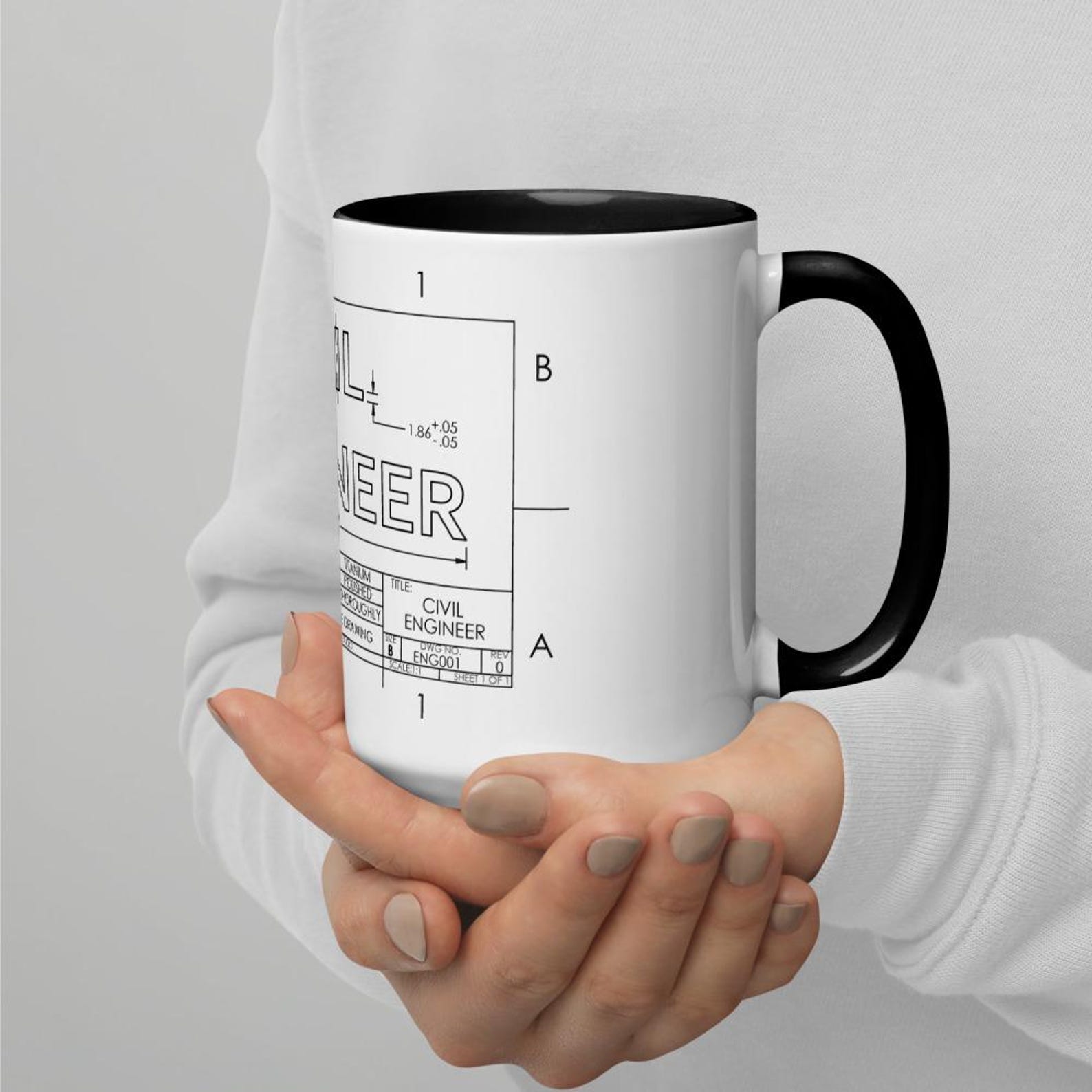 Civil Engineer Coffee Mug – Engineering Drawing With Dimensions, GD&T ...