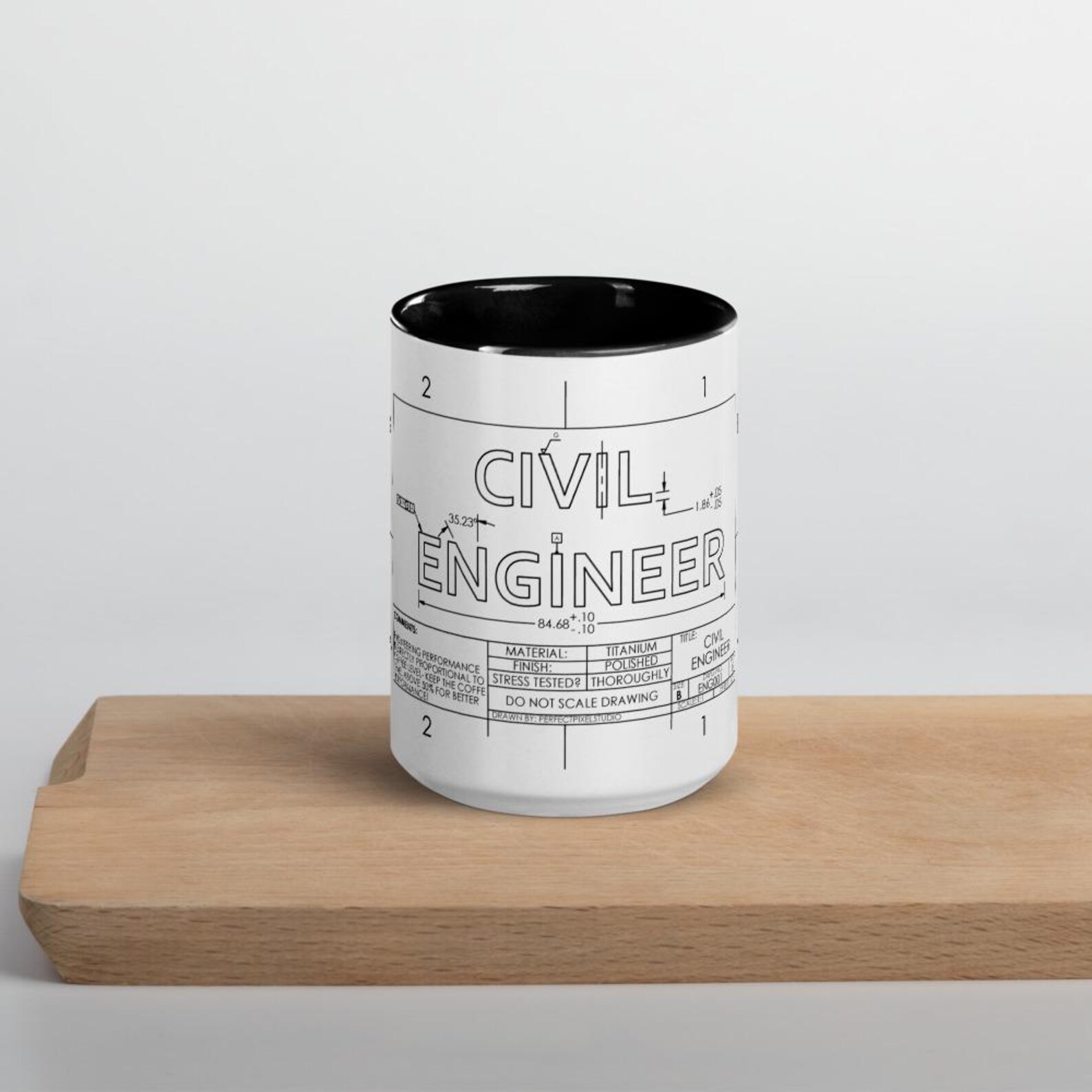 Civil Engineer Coffee Mug – Engineering Drawing With Dimensions, GD&T ...