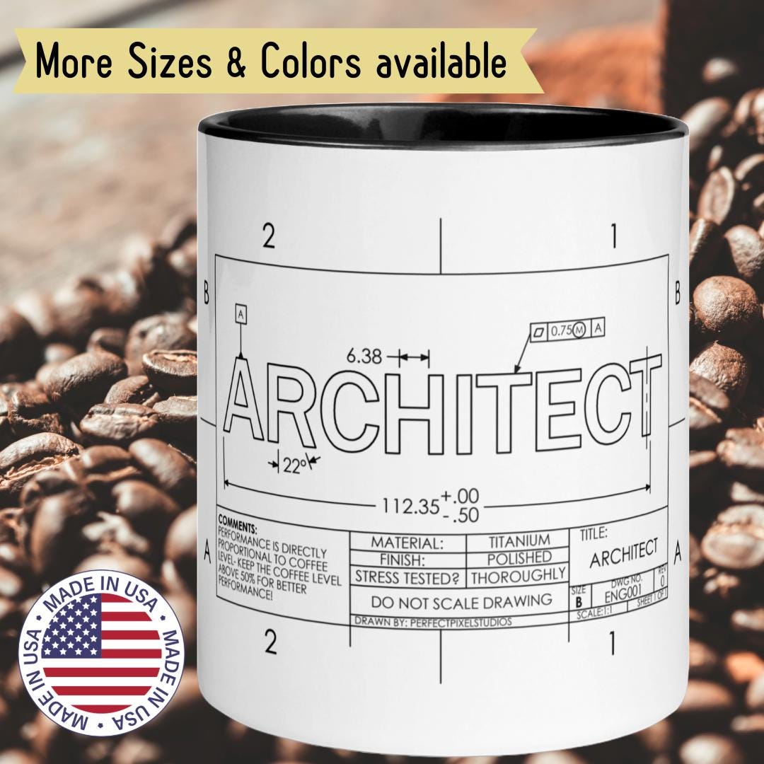 Architect Coffee Mug Architecture Drawing With Dimensions Structural ...