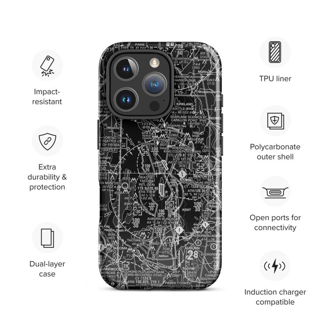 Seattle Airport iPhone Case With Vfr Map, iPhone Case With Airport Map ...